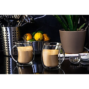 JoyJolt Caleo Collection Double Wall Insulated Glass Coffee Cups (Set Of 2) -13-Ounces