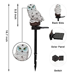 NBLJF Owl Outdoor Solar Lights Garden Decorative Resin Animal Sculpture for Lawn-Yard-Patio-Pathway Multi-Purpose Figurine Lights & Garden Decor