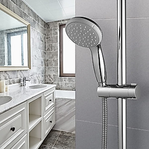 OFFO Shower Head Holder for Slide Bar Adjustable 0.71-1.00 in(18-25mm) O.D, Adjustable Holder for Slide Bar Slider Clamp Bathroom Replacement, 360 Degree Rotation Sprayer Holder, Chrome Plated