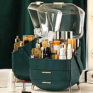 LXM Makeup Organizer Drawer Dustproof Cosmetic Storage Beauty Organizer, Makeup Utensils for Bathroom,Stylish with Chrome Handles Big (Color : White)