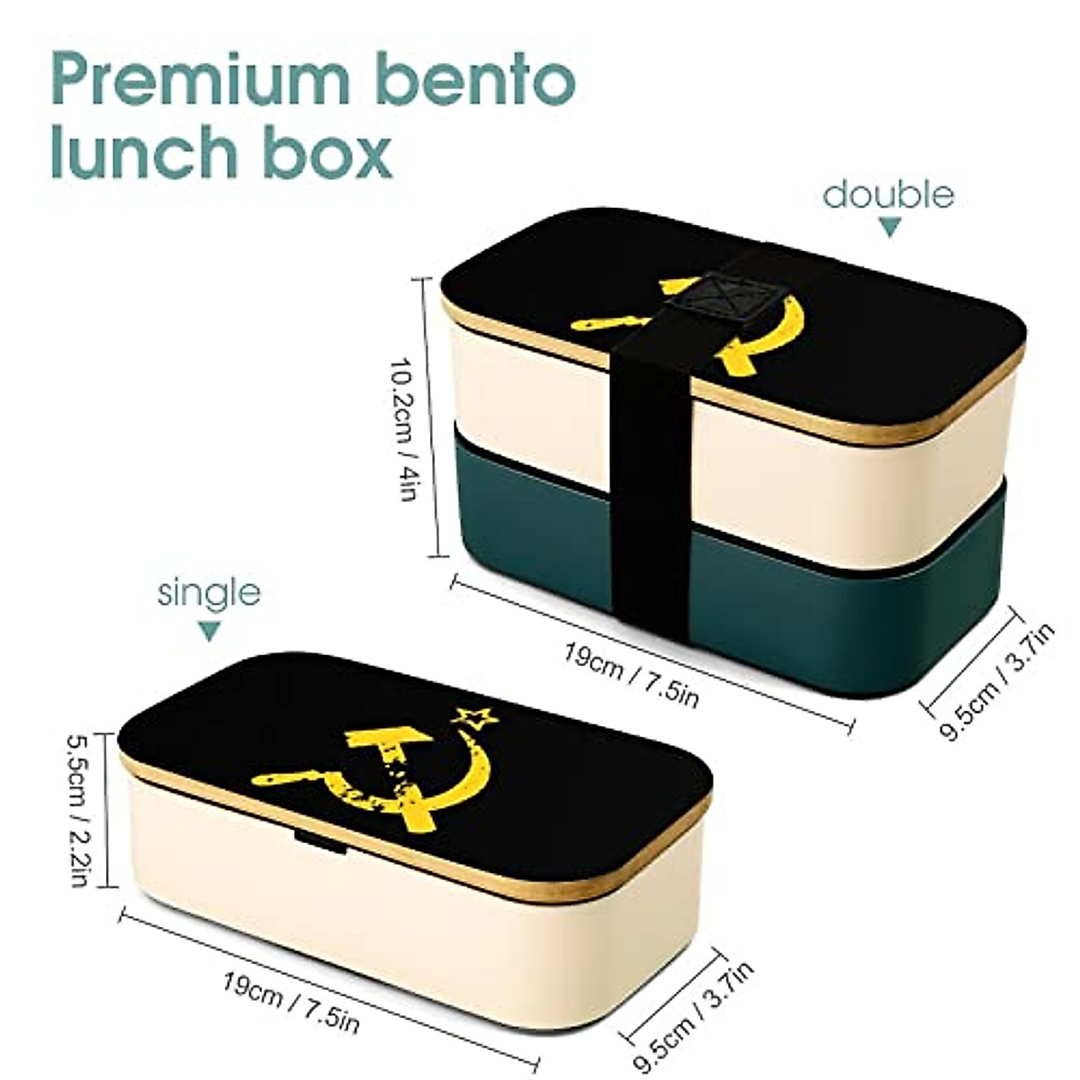 Russian Soviet Flag Hammer and Sickle Bento Lunch Box Leak-Proof Bento Box Food Containers with 2 Compartments for Offce Work Picnic Green-Style