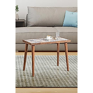 Comfyt Coffee Table, Side Table, End Table, Nightstand Nesting Table Bedside Table Accent Table Home Essentials Wood Tiled Top Rustic Table Ceramic Tiles Mexican Tile Table