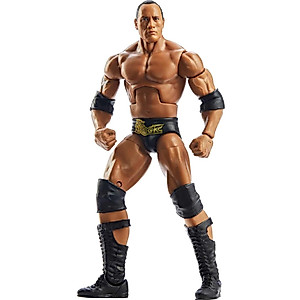 Mattel WWE The Rock WrestleMania Elite Collection Action Figure with Accessory & "Mean" Gene Okerlund Build-A-Figure Parts, 6-inch
