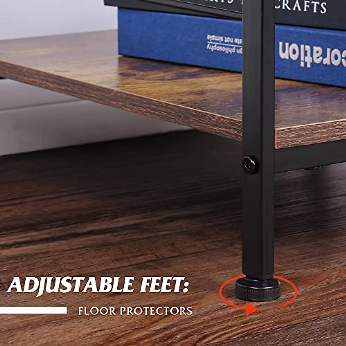 WLIVE Nightstand, End Table with Fabric Storage Drawer and Open Wood Shelf, Bedside Furniture with Steel Frame, Side Table for Bedroom, Dorm, Easy Assembly, Black and Rustic Brown