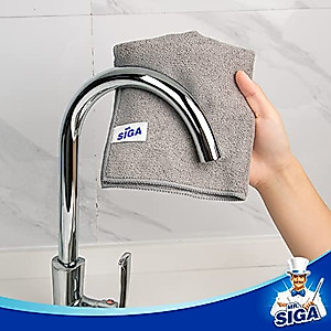 MR.SIGA Microfiber Cleaning Cloth, All-Purpose Microfiber Towels, Streak Free Cleaning Rags, Pack of 12, Grey, Size 32 x 32 cm(12.6 x 12.6 inch)