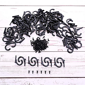 Zhehao 100 Pieces Key Hooks Jewelry Small Hooks Key Hanging Small Hooks Wall Mounted Single Hook Robe Hooks Coat Hooks and 110 Pieces Screws for Hanging Hat, Scarf, Bag (Black,100 Pieces)