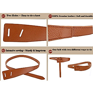 ALAIX Women's Leather Belt Dress Belt for Jumpsuit Coat Fashion Tie a Knot Waist Belt Brown