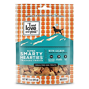 I and love and you Super Smarty Hearties - Salmon - Grain Free, DHA for Brain and Eye Support, Training Treat, Filler Free, 5oz