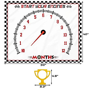 Eunikroko Race Car Baby Monthly Milestone Blanket Sports Nursery Blanket 1 to 12 Months Photography Backdrop Prop for Newborn Baby Boy Soft Plush Fleece