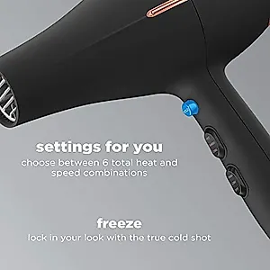 INFINITIPRO BY CONAIR Hair Dryer with Diffuser, 1875W AC Motor Pro Hair Dryer with Ceramic Technology, Includes Diffuser and Concentrator, Black