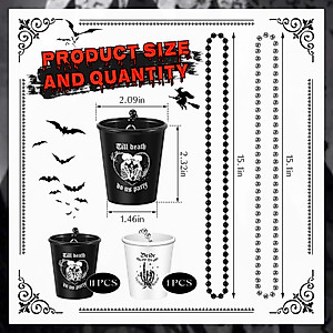 Dandat 12 Pcs Bride or Die Bachelorette Shot Glass Halloween Party Plastic Shot Glass Necklaces Halloween Gothic Skull Bridal Shower Party Favor for Wedding Engagement Party
