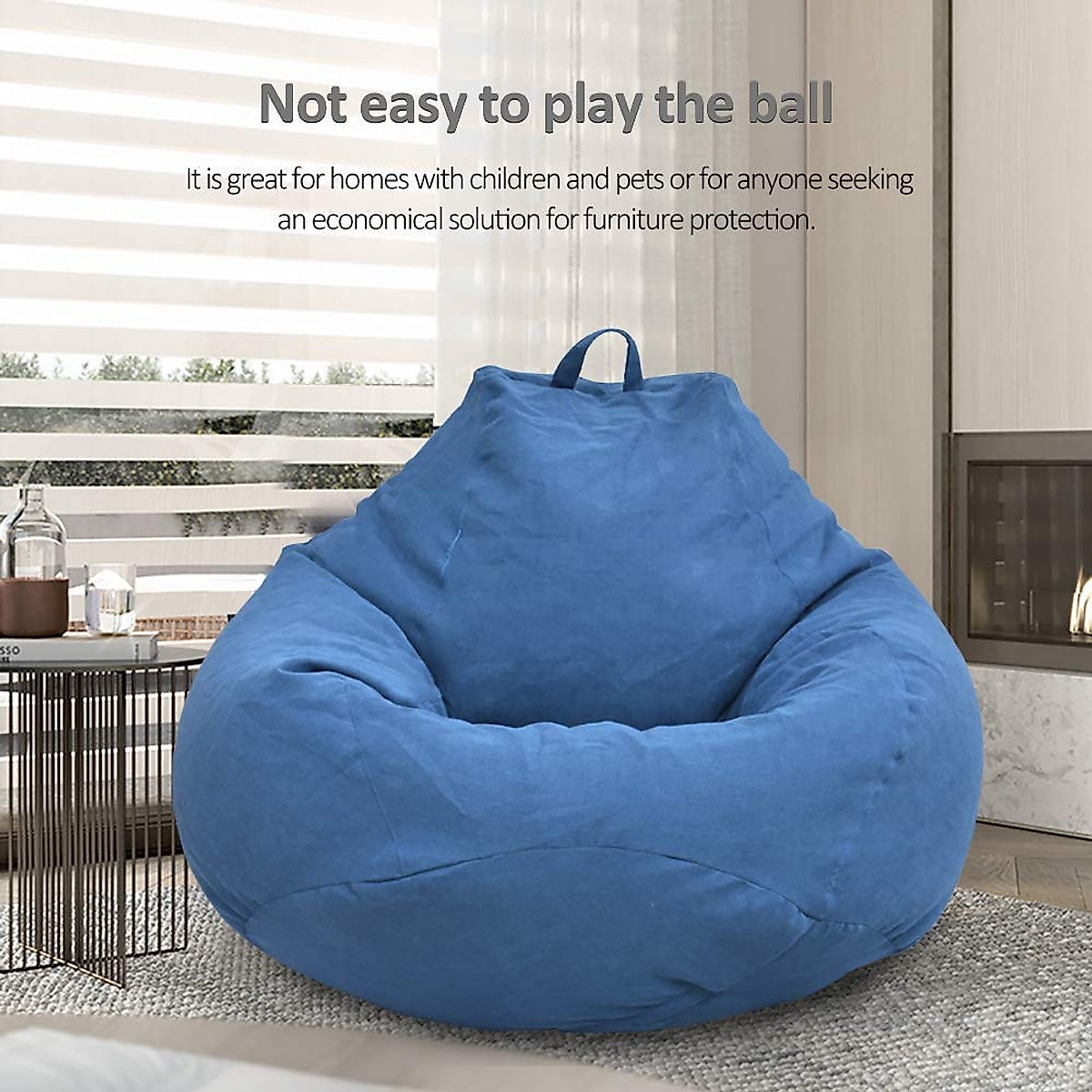 Bean Bag Chair Sofa Cover(No Filler), Lazy Lounger High Back Large Bean Bag Storage Chair Cover Sack for Adults and Kids Without Filling (Blue, XL)