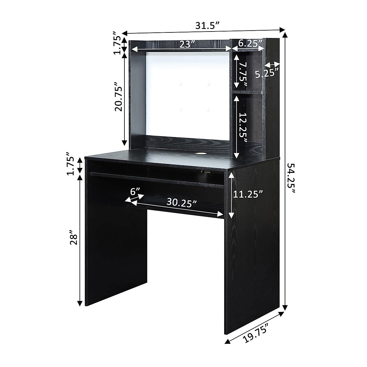 Convenience Concepts Designs2Go Student Desk with Magnetic Bulletin Board, Black