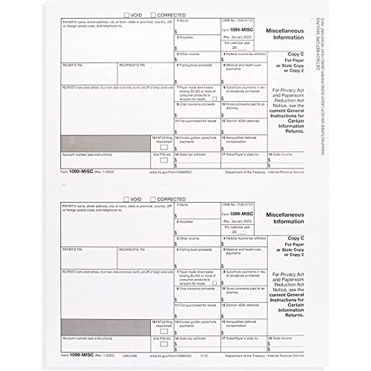 1099 Misc Forms 2022, 4 Part Laser Tax Forms Kit for 25 Vendor with 25 Self-Seal Envelopes, Designed for QuickBooks and Accounting Software