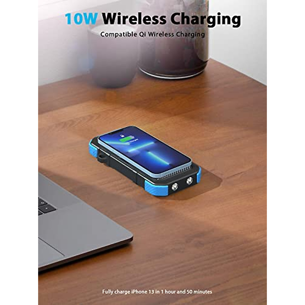 Ryoko Solar Charger Power Bank, 30000mAh Solar Phone Charger with 10W Wireless Charging, Dual USB & Type-C Port, QC 18W Fast Charging Power Bank for iPhone, Samsung, Tablet