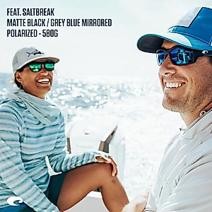 Costa Del Mar Mens Saltbreak Rectangular Sunglasses, Silver/Grey Blue Mirrored Polarized-580P, 65 mm