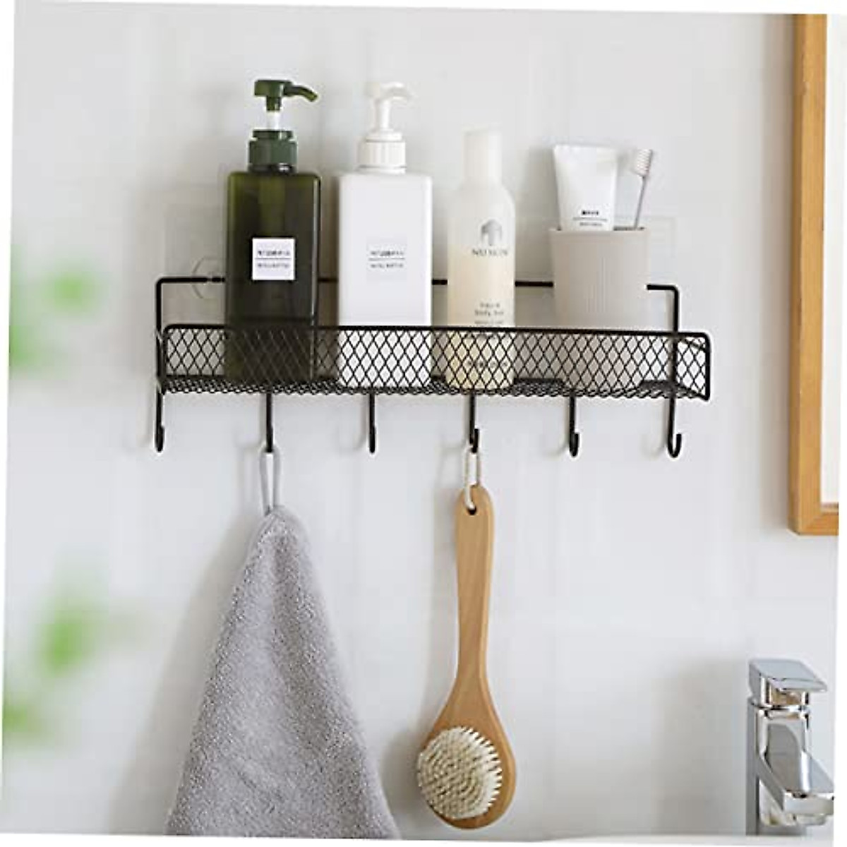 Cabilock 1pc Wrought Iron Storage Mounted Shelves Floating Shelf Wall Mounted Kitchen Wall Rack Shelf Holders Pegs Wall Mount Shelves Wall Mounted Storage Rack Black