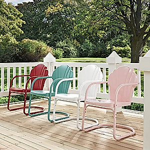 Crosley Furniture CO1029-RE Tulip Retro Outdoor Metal 2-Piece Armchair Set, Dark Red Satin