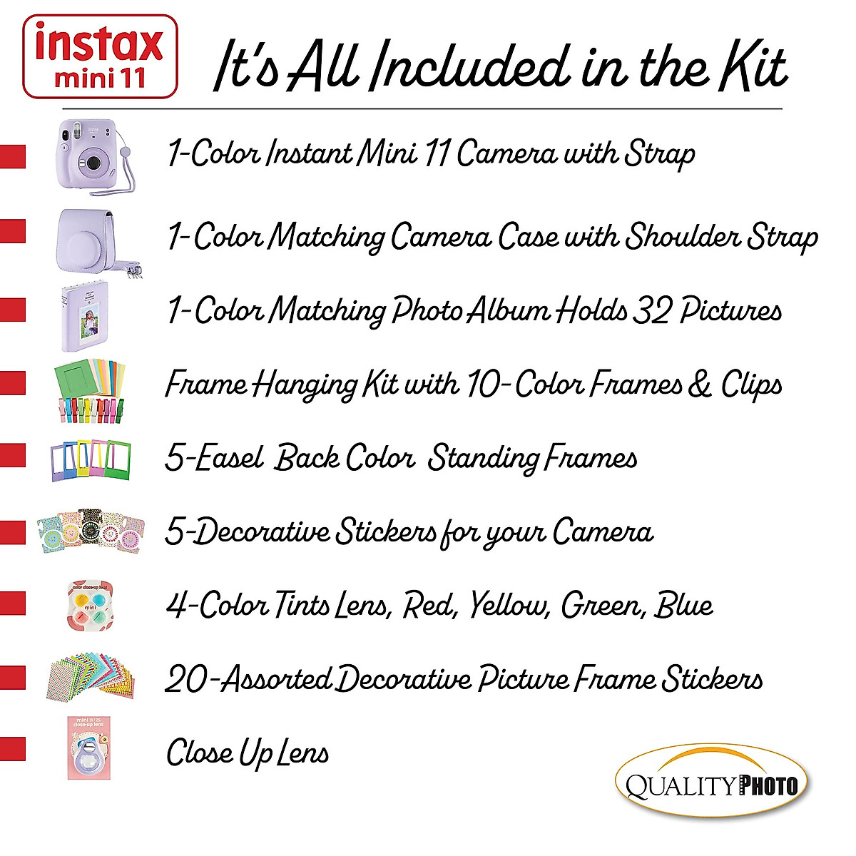 Fujifilm Instax Mini 11 Instant Camera with Case, Album and More Accessory Kit (Lilac Purple)…