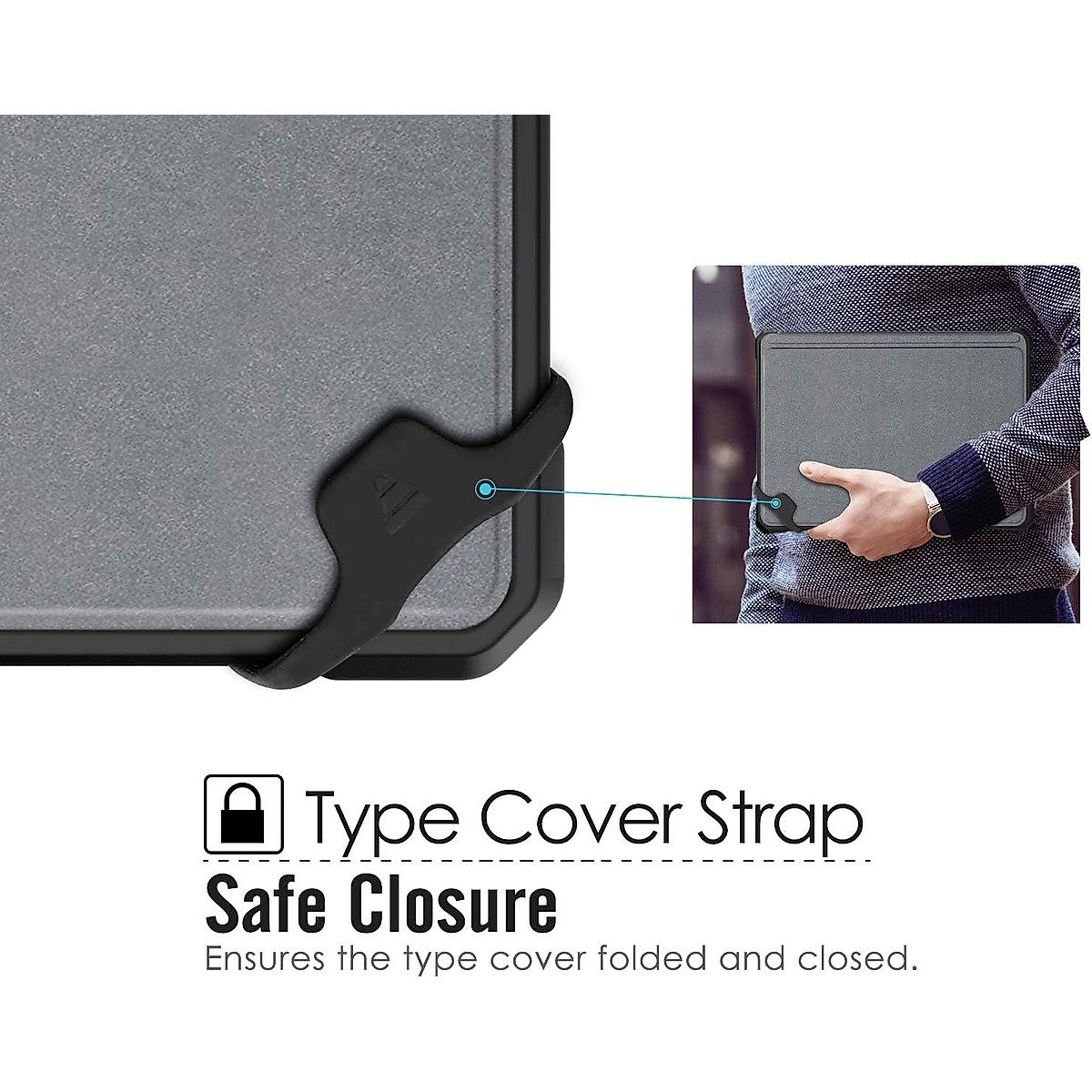 MoKo Case Fit Microsoft Surface Go 4 /Surface Go 3 / Surface Go 2 / Surface Go Case, All-in-One Protective Cover Case with Pen Holder Hand Strap, Compatible with Type Cover Keyboard, Black