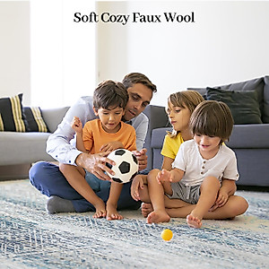 Area Rugs for Living Room, Vintage Washable Rug with Non-Slip Low-Pile Traditional Rugs Foldable Accent Distressed Rug Indoor Rug for Bedroom Dining Room Dorm Home Office (Beige Green Blue, 5' x 7')