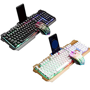 Wired Gaming Keyboard Mouse Combo Set,Colorful LED Backlit Desktop Computer Gaming Keyboad,Lighted Laptop Gaming Mouse Keyboard kit