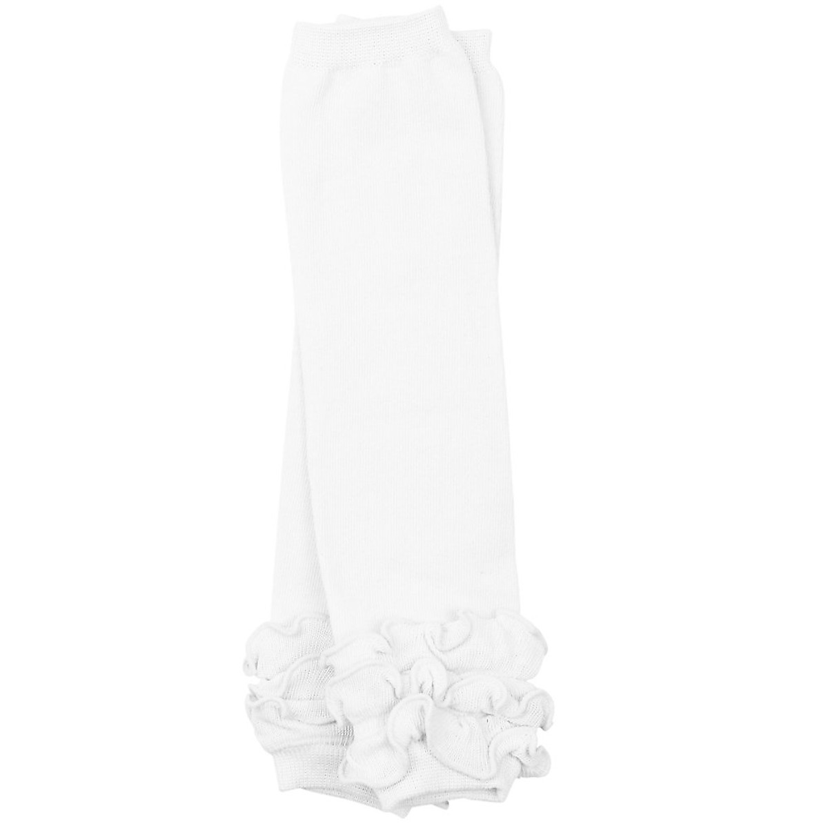juDanzy ruffled leg warmers for baby or toddler girls (One Size (12 pounds to 10 years), Solid White Triple Ruffle)