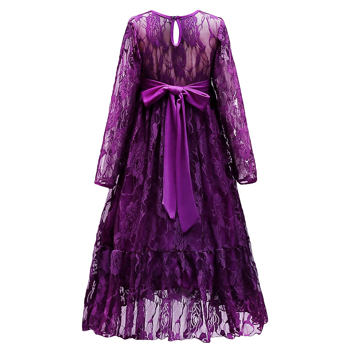 Flower Girls Lace White First Communion Dress Wedding Bridesmaid Party Christening Princess Aline Boho Rustic Dance Gown 12-13