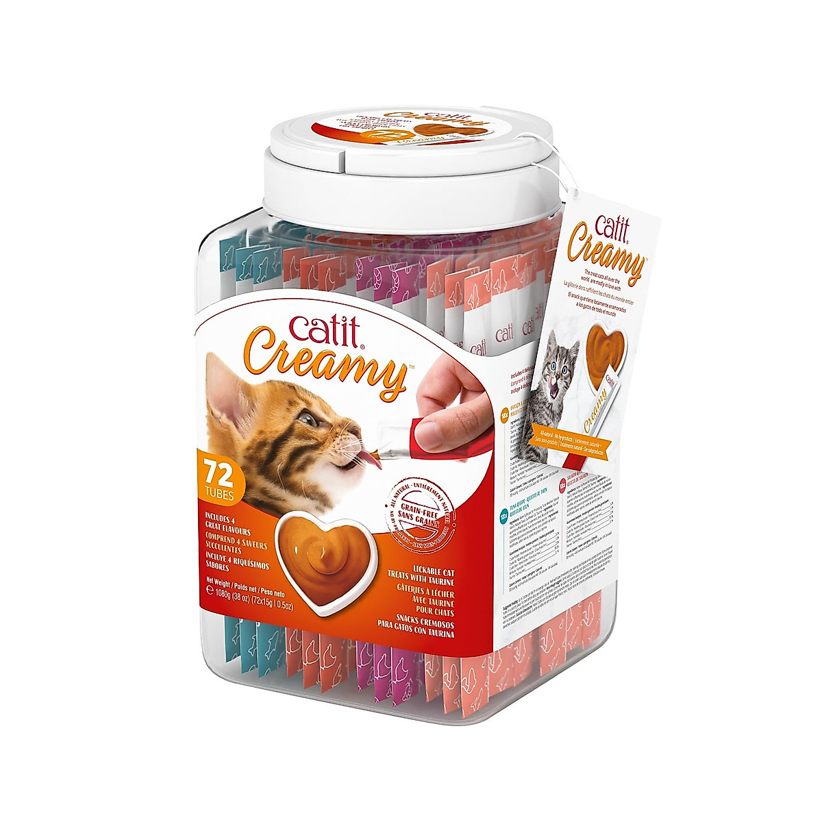 Catit Creamy Lickable Cat Treat – Hydrating and Healthy Treat for Cats of All Ages - Assortment, 72-Pack