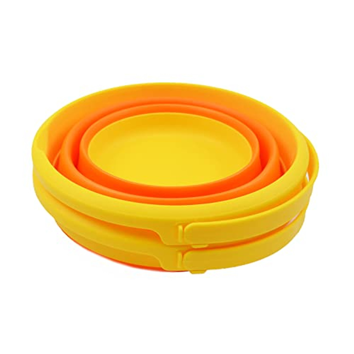 SAMMART 5.5L (1.4 Gallon) Collapsible Plastic Bucket - Foldable Round Tub - Portable Fishing Water Pail - Space Saving Outdoor Waterpot (Yellow/Carrot (Set of 2))
