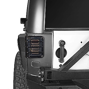 Hooke Road Wrangler Tail Light Covers Rear Taillight Euro Guard Black Light Cage fit for 2007-2018 Jeep Wrangler JK & JKU Unlimited - Pair