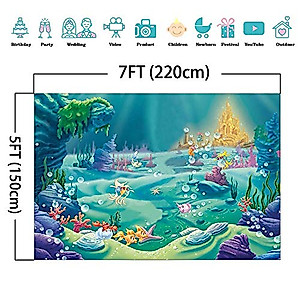 Mocsicka Mermaid Backdrop Under Sea Castle Photography Background 7x5ft Vinyl Child Kids Baby Birthday Party Decoration Backdrops