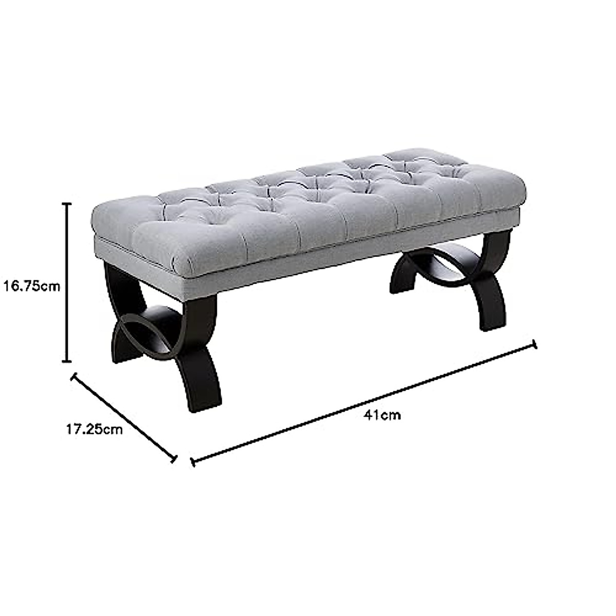 Christopher Knight Home Scarlett Fabric Ottoman Bench, Light Grey 17.25”D x 41.00”W x 16.75”H