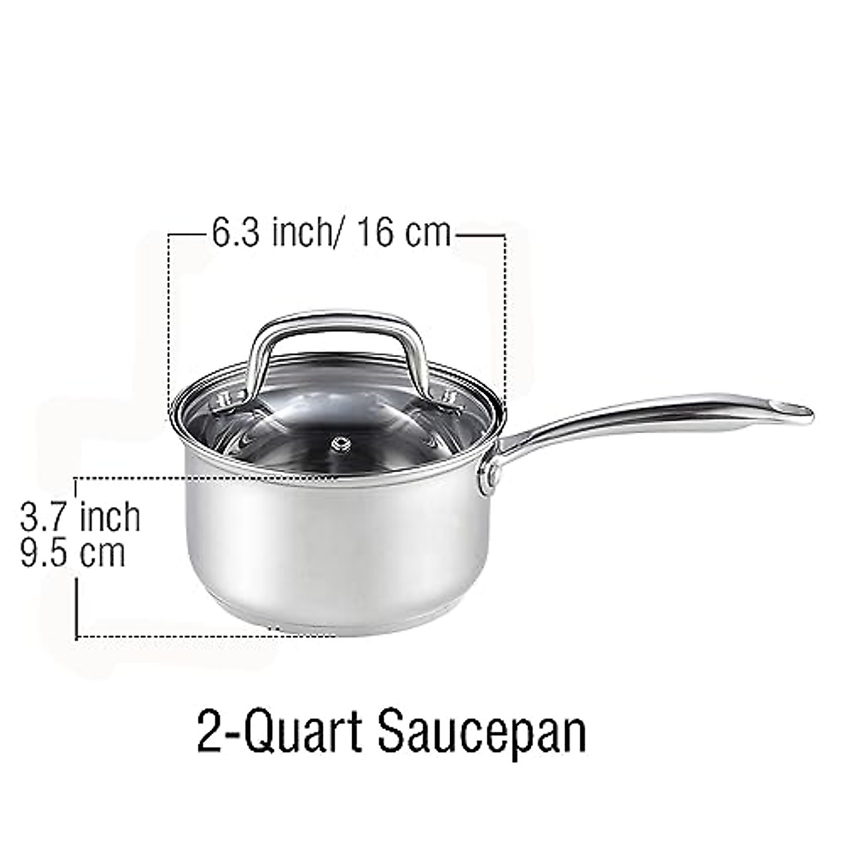 Cook N Home Lid 2-Quart Stainless Steel Saucepan, Silver