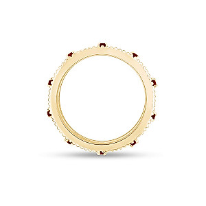 Jewel Zone US Round Cut Simulated Red Garnet 3.25 MM Stackable Ring in 14K Yellow Gold Over Sterling Silver