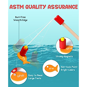 GAMENOTE Sight Words Wooden Magnetic Fishing Game - 220 Fish, Phonic Games for Kids Ages 3-9 Pre K to 3rd Grade, Dolch Sight Words Level 1 - Level 5 Educational Brain Games (220)