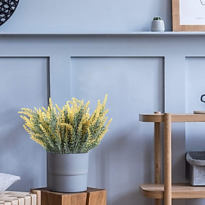 RECUTMS 8 Bunches Artificial Lavender Flowers for Outdoors Pieces to Make a Bountiful Flower Arrangement Nearly Natural Fake Plant to Brighten up Your Home Decor Party Wedding Garden Patio(Yellow)