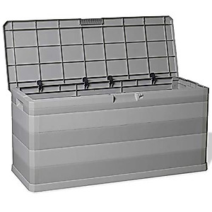Tidyard Garden Storage Deck Box Plastic 74 Gal Lockable Garden Container Cabinet Toolbox Gray for Patio, Lawn, Poolside, Backyard Outdoor Furniture