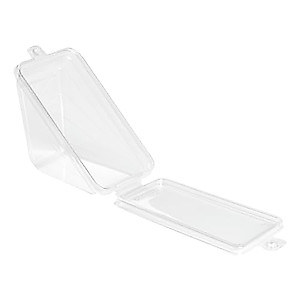 Restaurantware Tamper Tek 7.4 x 3.9 x 3.5 Inch Triangle Take Out Containers 100 Durable Sandwich To-Go Containers - Tamper-Evident Freezable Clear Plastic Sandwich Containers With Hinged Lids