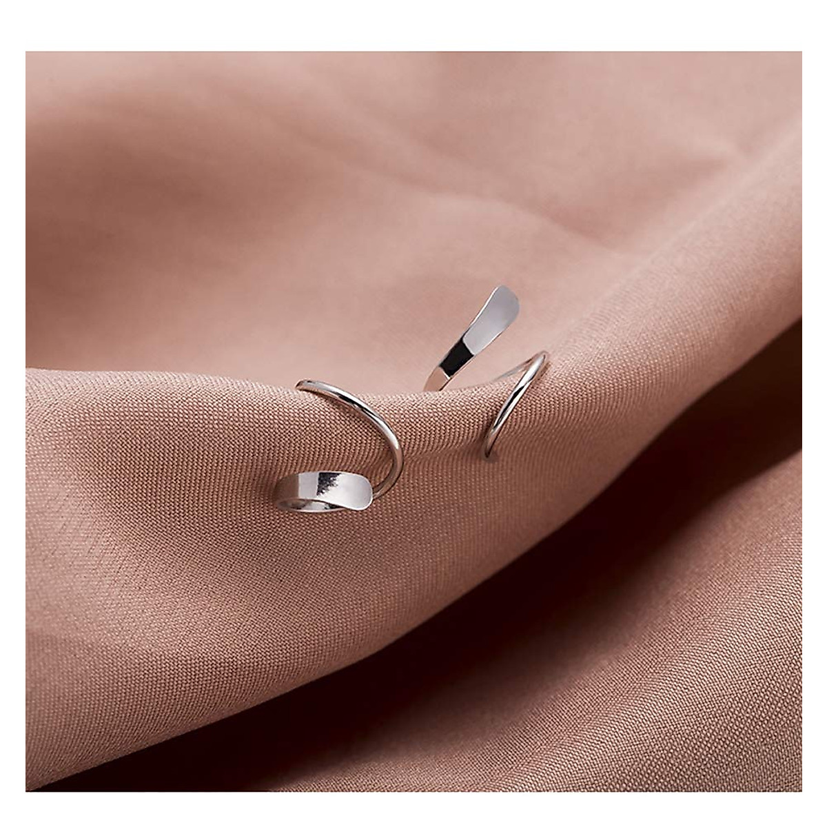 Minimalist Ear Climber Crawler Cuff Earrings for Women Sterling Silver Cartilage Ear Piercing Wrap Earring Studs Hypoallergenic (White Gold)