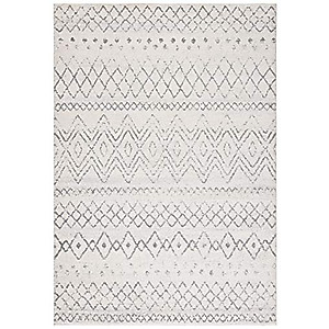 SAFAVIEH Madison Collection 5'1" x 7'6" Ivory/Charcoal MAD798D Moroccan Boho Distressed Non-Shedding Living Room Bedroom Area Rug