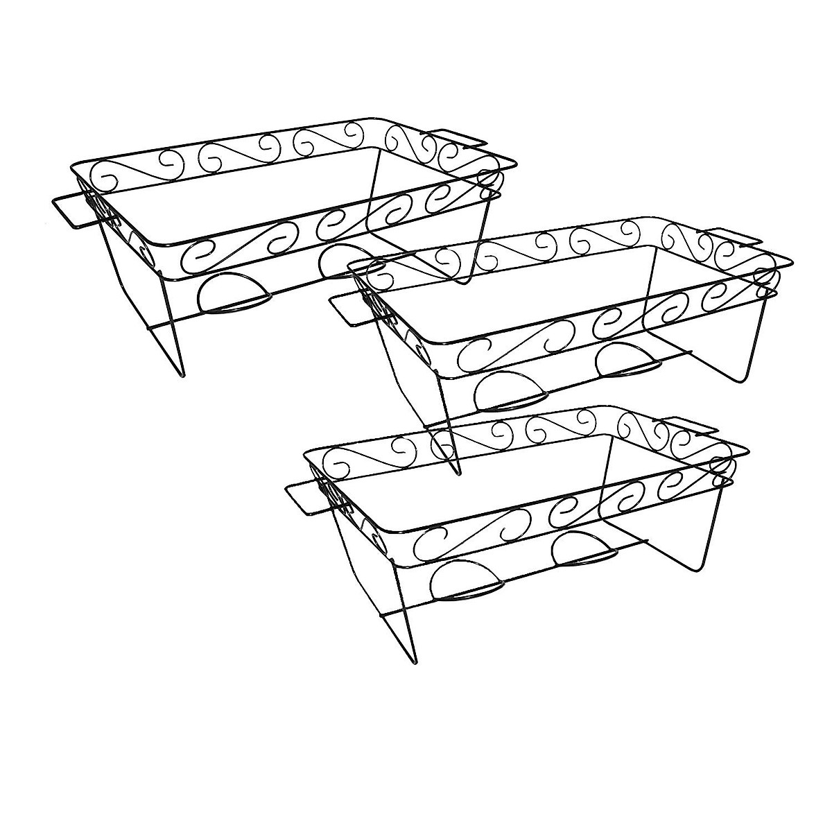 Party Essentials N0317 Elegance Full Size Heavy Duty Chafing Rack, Decorative Wire Buffet Rack Stand, Serving Trays Frame Food Warmer, Black (Case of 3)