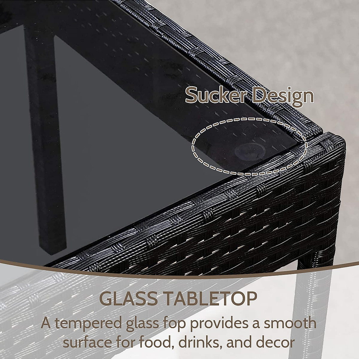 FDW Rattan Furniture Wicker Chair Patio Conversation Set for Outdoor Indoor Use with Loveseats Coffee Table,Blue Cushion, 4-Piece