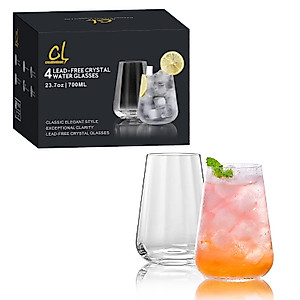 Highball Glasses Set of 4, Tall Drinking Glasses 24oz Oversized Cocktail Glass Set. Lead-Free Crystal Glassware | Juice, Cocktails, Whiskey, Mojito, Iced Tea, Beer for Kitchen, Bar, Restaurant