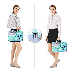 MOSISO 360 Protective Laptop Shoulder Bag Compatible with MacBook Air/Pro,13-13.3 inch Notebook,Compatible with MacBook Pro 14 inch M3 M2 M1 2023-2021, Polyester Sleeve with Belt Marble MO-MBH189