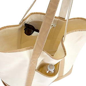 DALIX Women's Natural Tote Bag Shoulder Bags Brown With Monogram Letter T