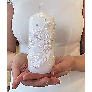 Magik Life Unity Candle Set for Wedding - Wedding Accessories for Reception and Ceremony - Candle Sets - 6 Inch Pillar and 2 10 Inch Tapers - Decorative Pillars White
