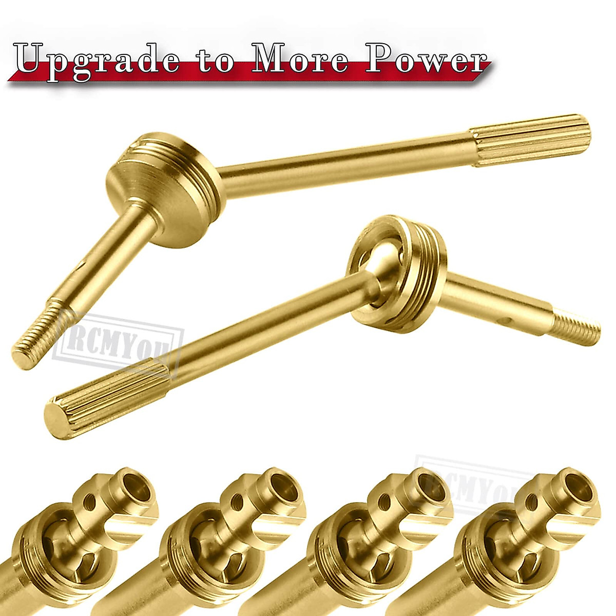 RC Stainless Steel Drive Shaft CVD Upgrades Part for 1/10 Slash VXL 4X4,Rustler VXL 4X4,Stampede VXL 4X4,Hoss VXL 4X4 4WD,4PCS Front Rear #45 Axles with Hex,Gold