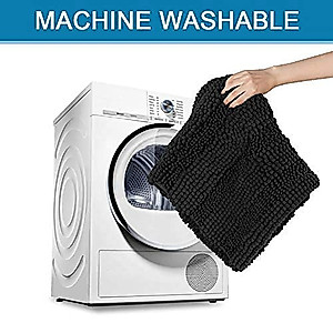 H.VERSAILTEX Item Striped Chenille Rug Pack 2-47" x 17"/17" x 24" and Pack 1-59" x 20" Bundle, Jet Black