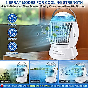 ‎Azoiito Portable Air Conditioner Fan with Remote Control,Personal Evaporative Air Cooler with 3 Wind Speed& 3 Spray Mode,120° Oscillation Cooling Fan with Humidifier for Room,Office,Desk,Bedroom